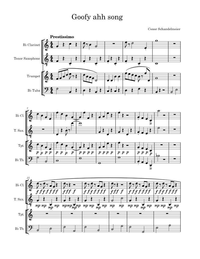Goofy_ahh Sheet music for Tuba, Clarinet in b-flat, Saxophone tenor ...