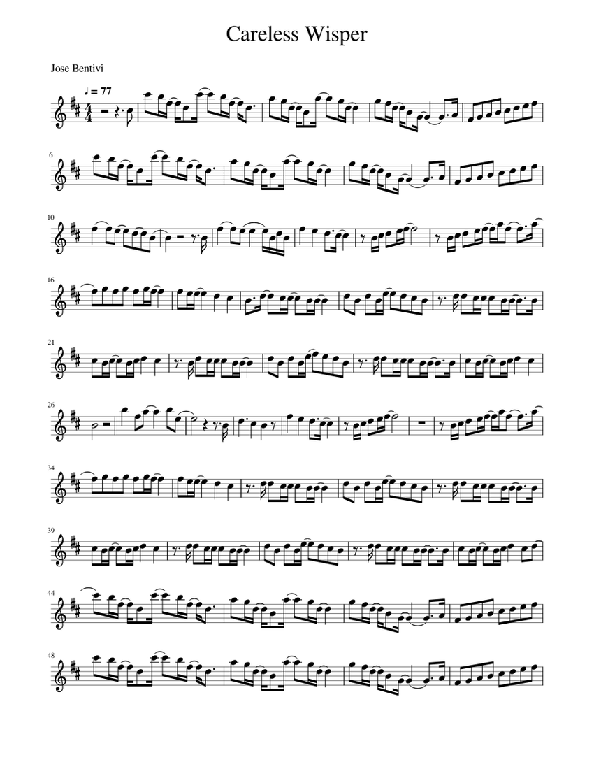 Careless Wisper Sheet Music for Flute (Solo) | MuseScore.com