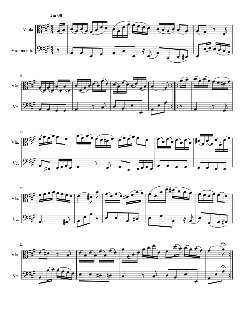 Duet for Viola and Cello in A major ( comments as always :) ) Sheet ...