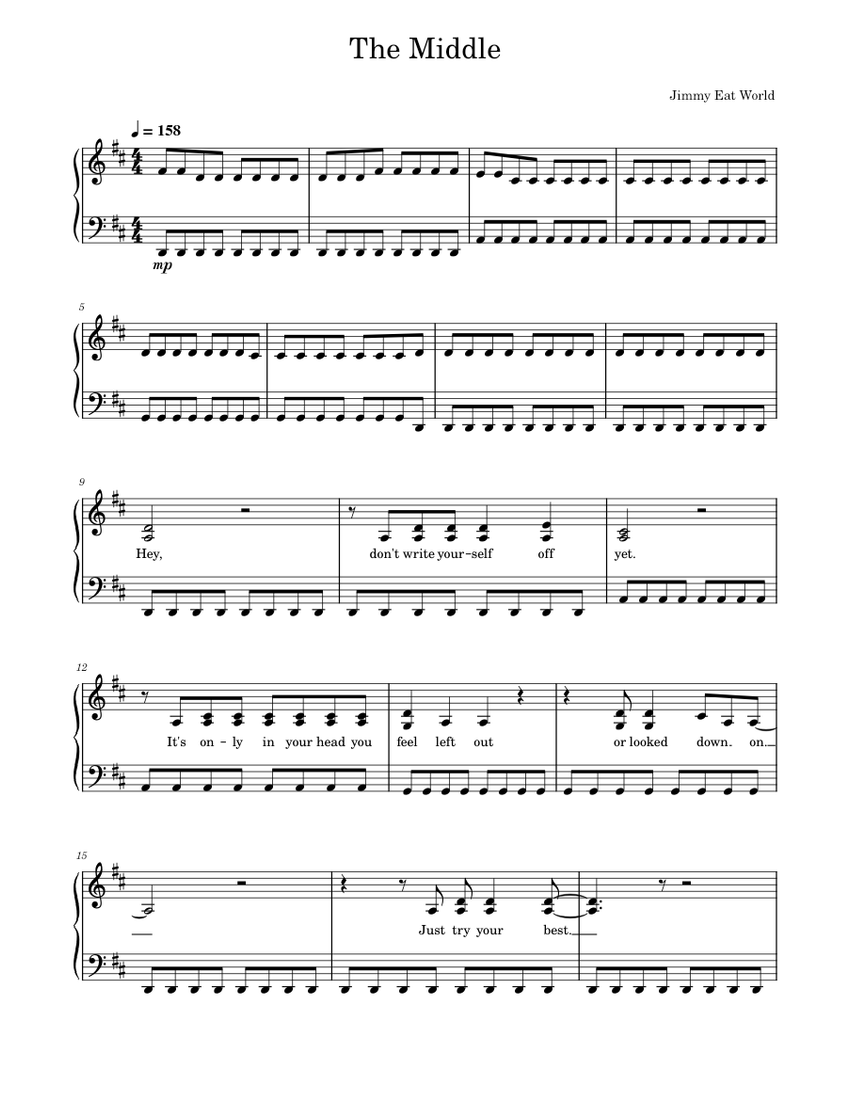 The Middle - Jimmy Eat World Sheet music for Piano (Solo) | Musescore.com
