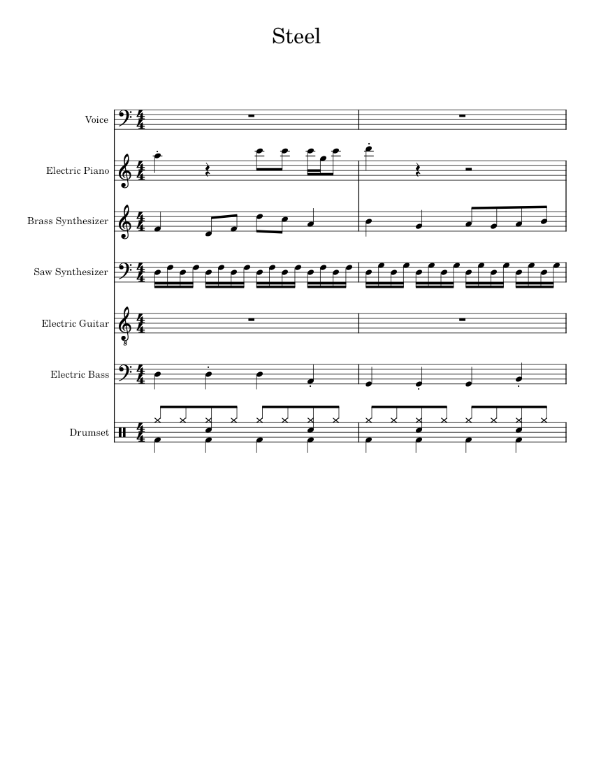 Steel Sheet Music for Piano, Vocals, Guitar, Bass guitar & more ...