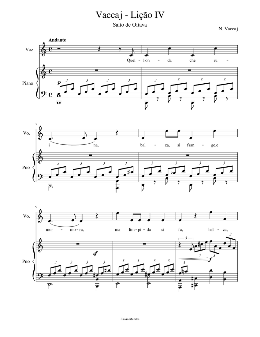 Metodo pratico di canto – Vaccaj Nicola Sheet music for Piano, Vocals ...