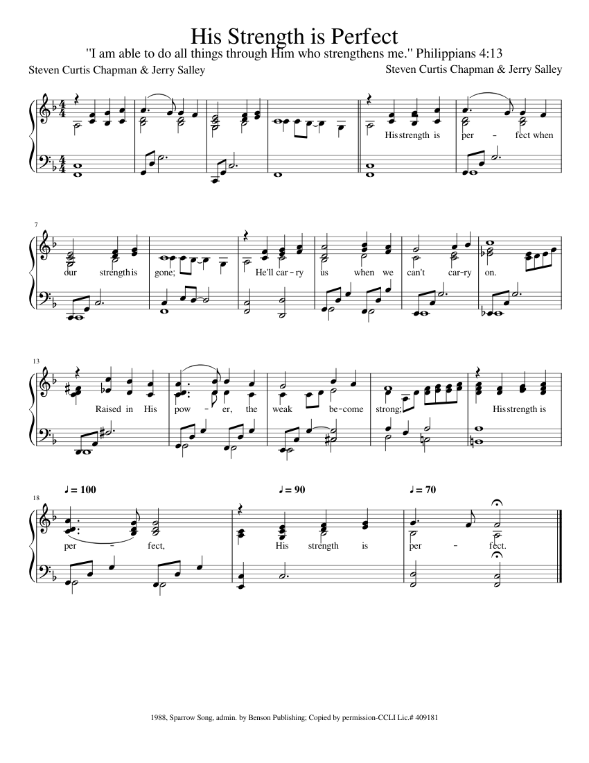 His Strength is Perfect Sheet Music for Piano (Solo) easy | MuseScore.com