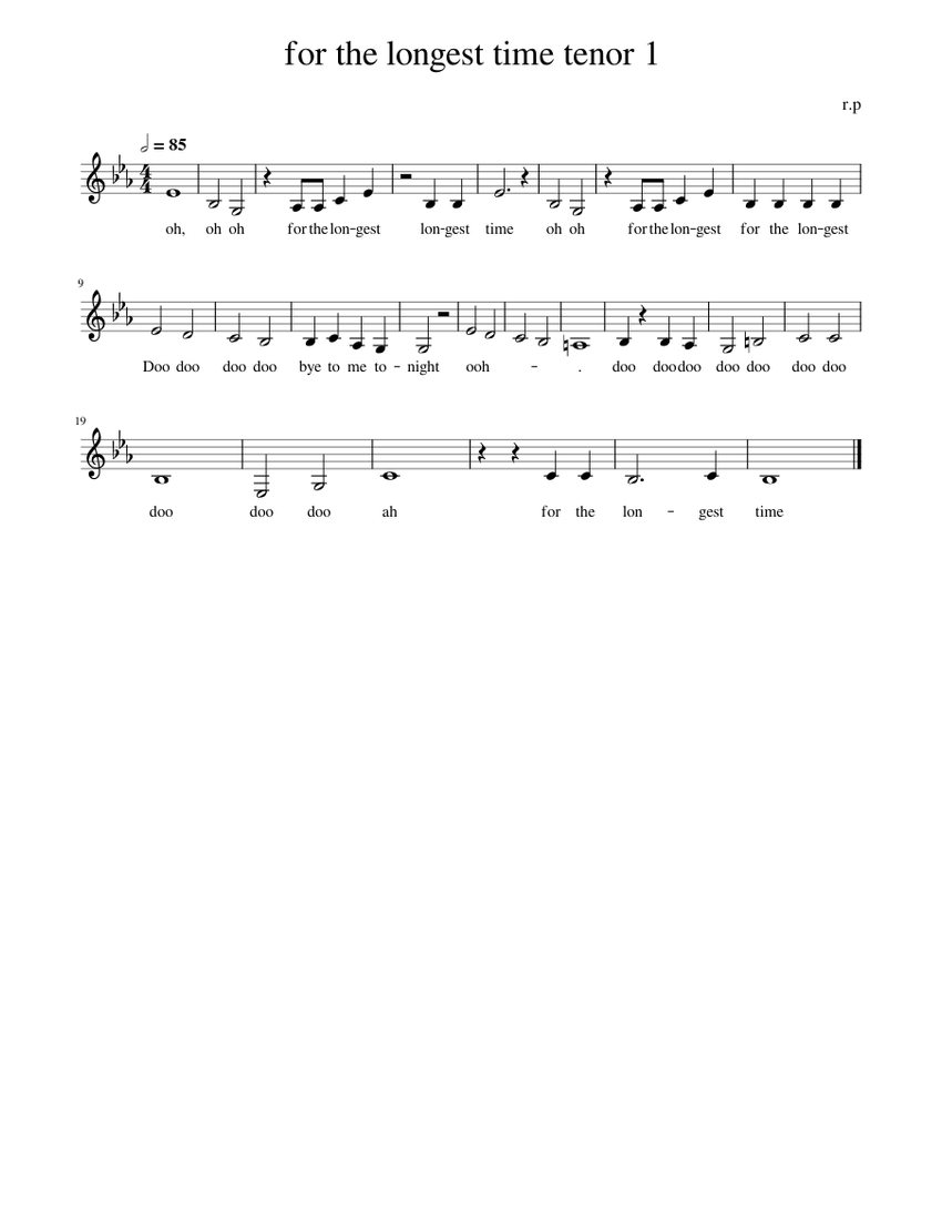 for the longest time tenor 1 Sheet music for Vocals (Solo) | Musescore.com