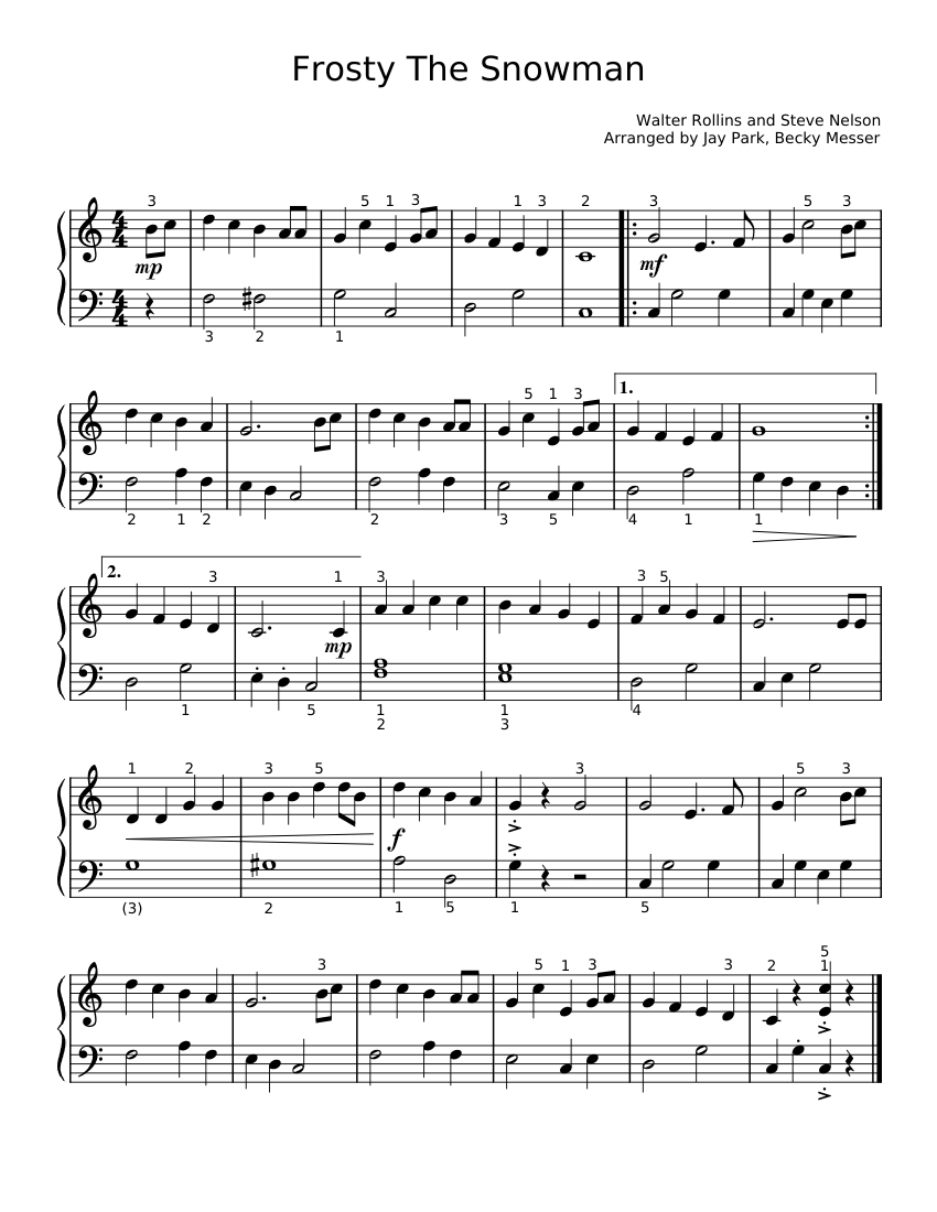Frosty the Snowman [easy piano] Sheet music for Piano (Solo ...