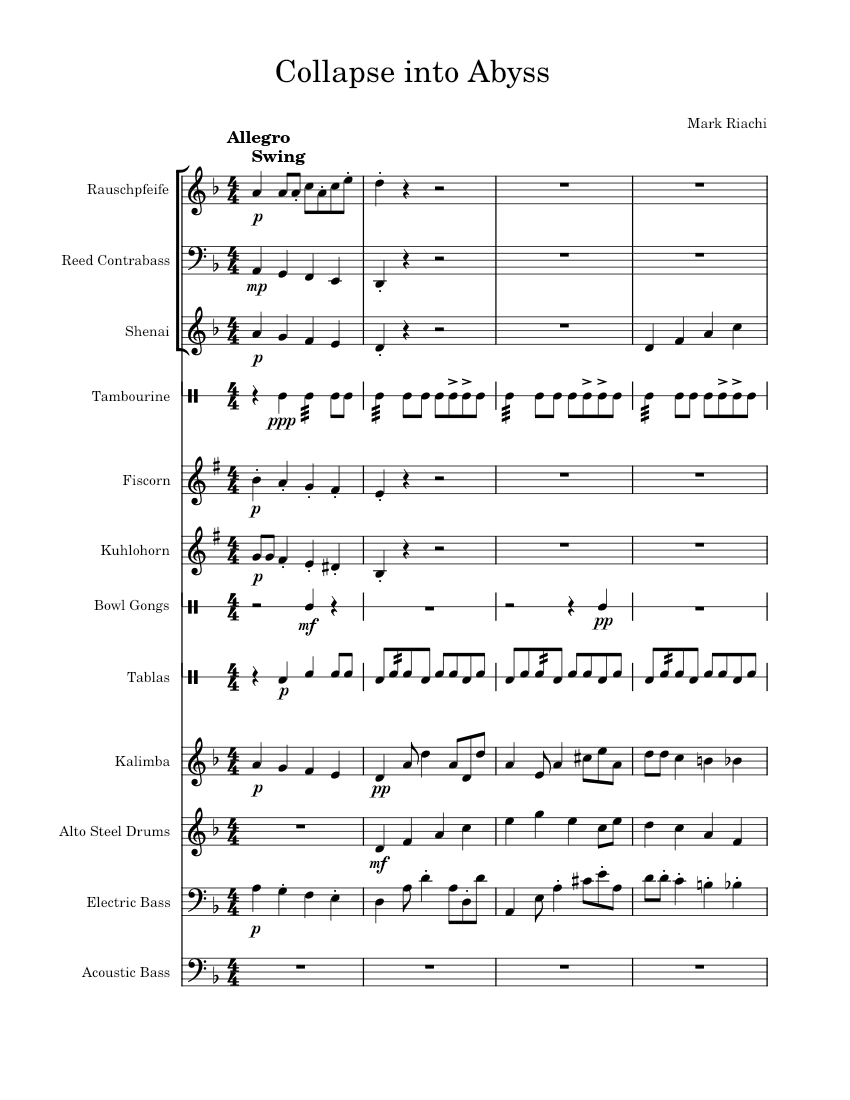 Collapse into Abyss Sheet music for Fiscorn, Kuhlohorn, Tambourine ...