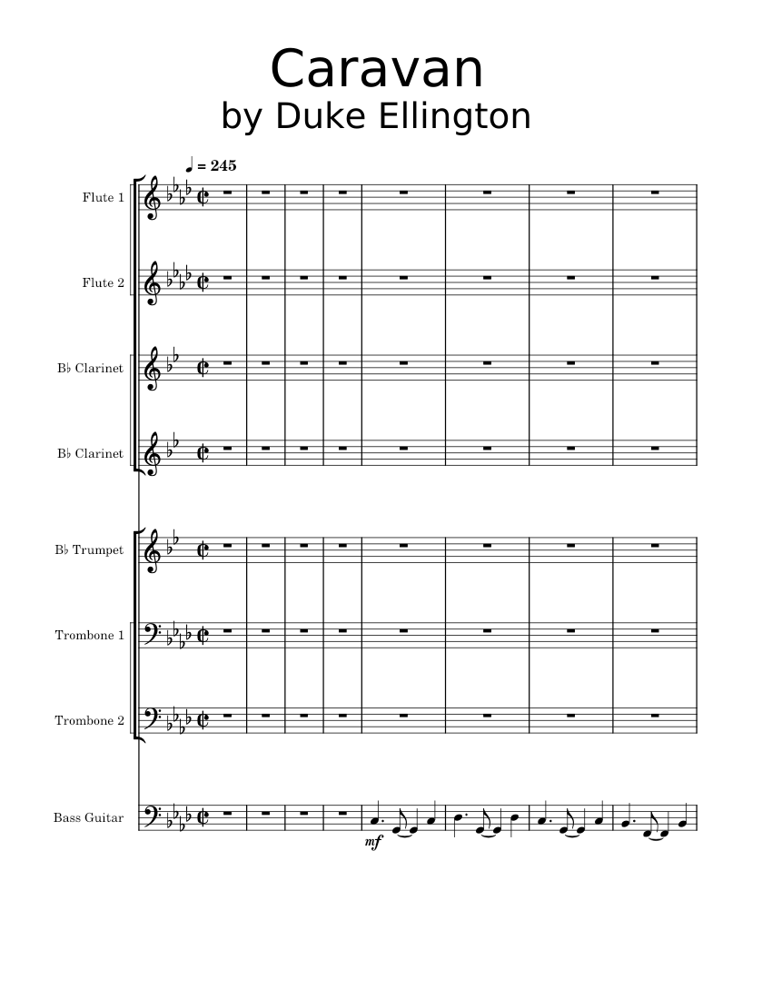 Caravan – Duke Ellington ktul Sheet music for Trombone, Flute, Clarinet ...