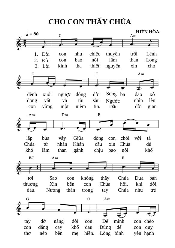 cho con thay Chua Sheet Music with Chords for Piano (Solo) easy ...