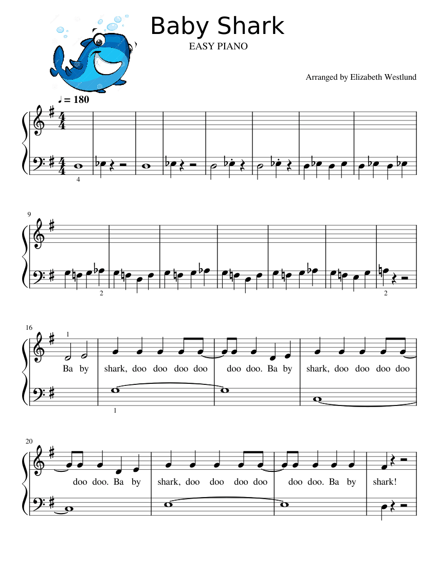 Baby Shark Sheet Music for Piano (Solo) Easy | MuseScore.com