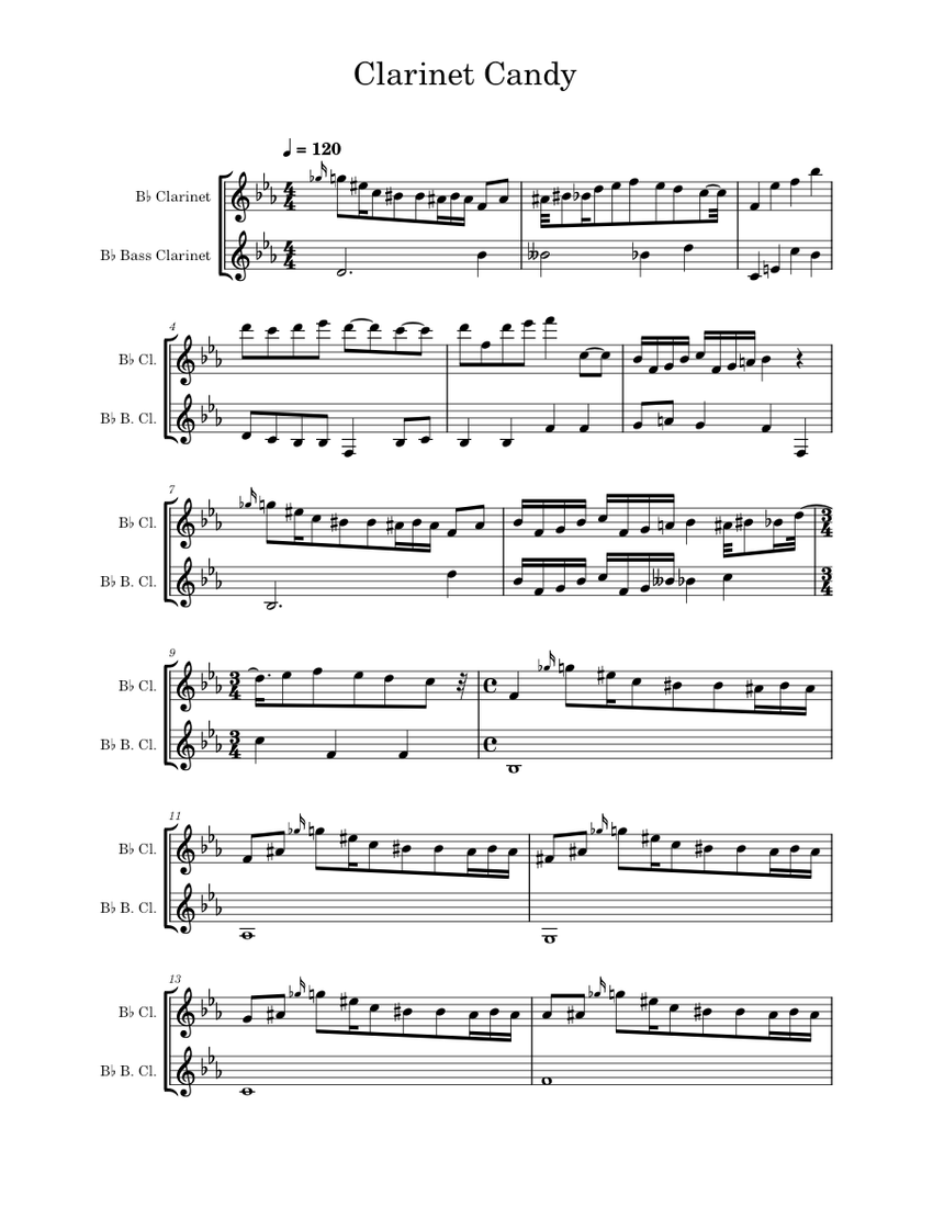 Clarinet Candy Sheet Music for Clarinet in b-flat, Clarinet bass ...