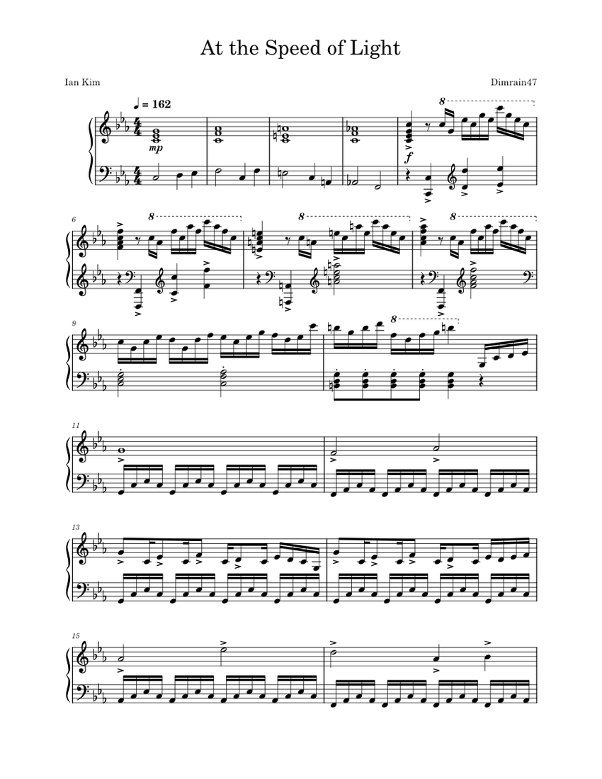 At the speed of light (Hard) Sheet music for Piano (Solo) | Musescore.com