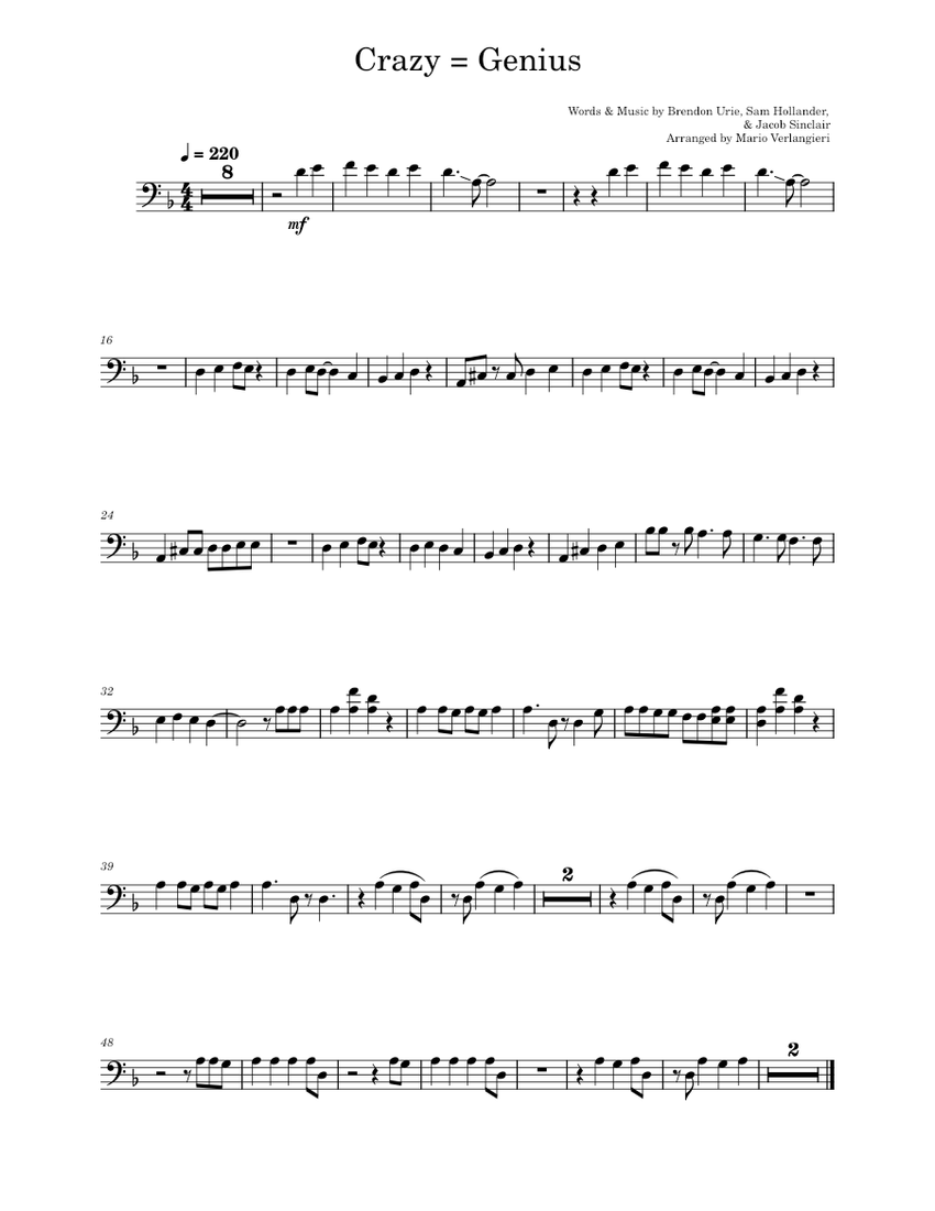Crazy genius – Panic! At the Disco Crazy = Genius Sheet music for ...