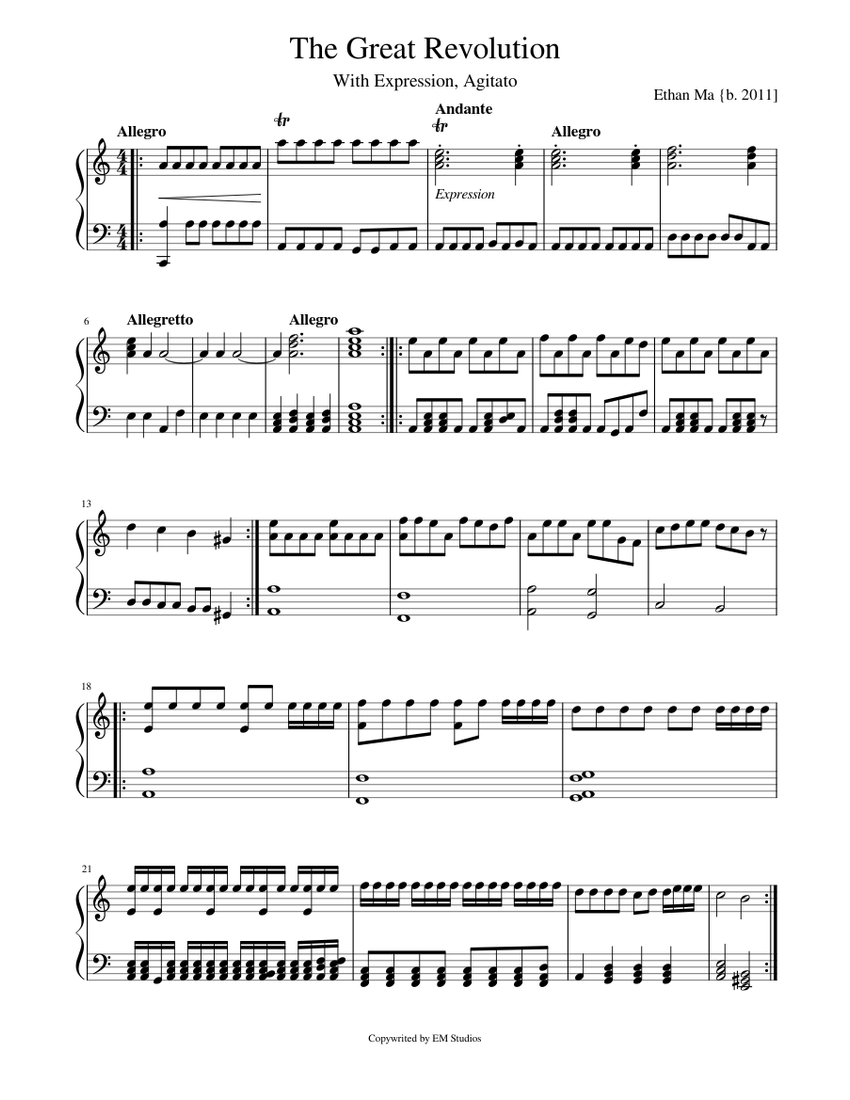 The Great Revolution Sheet music for Piano (Solo) | Musescore.com
