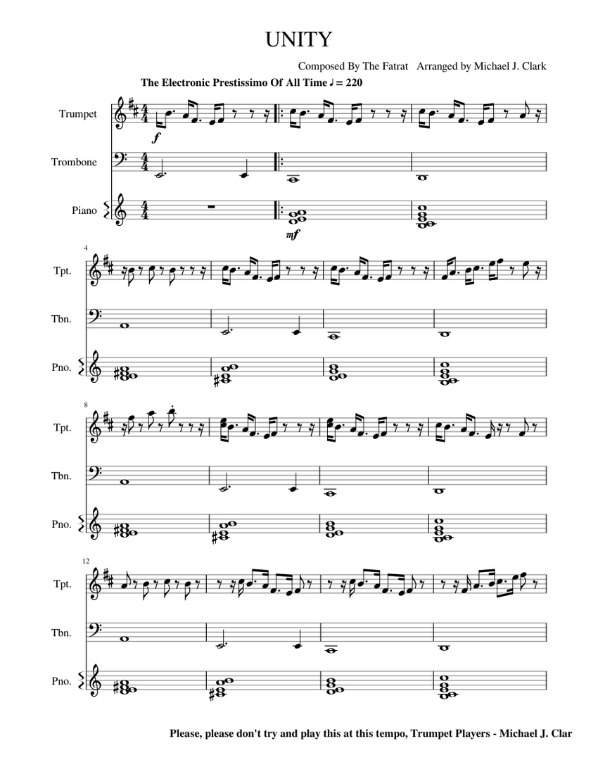 TheFatRat - Unity Sheet Music for Piano, Trombone, Trumpet other (Mixed ...