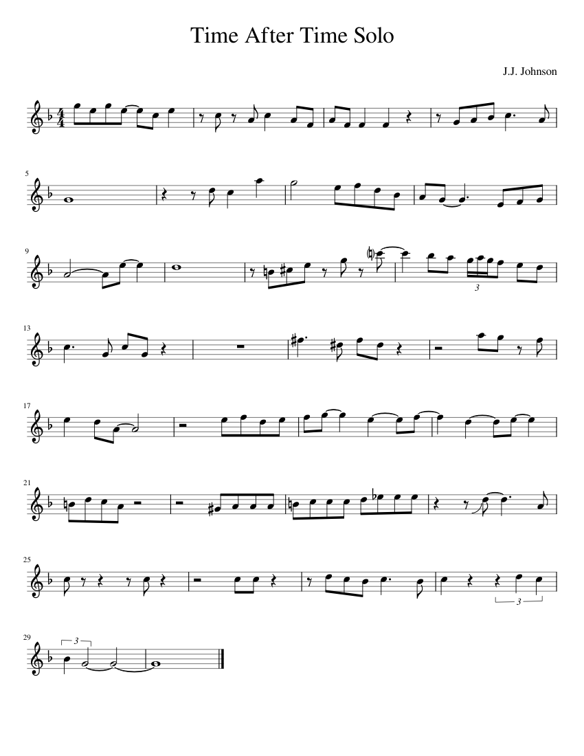Time After Time Solo Sheet music for Piano (Solo) Easy | Musescore.com