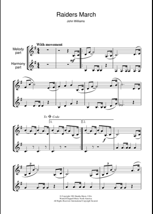 Play Official version of Raiders March Sheet Music by John Williams for ...