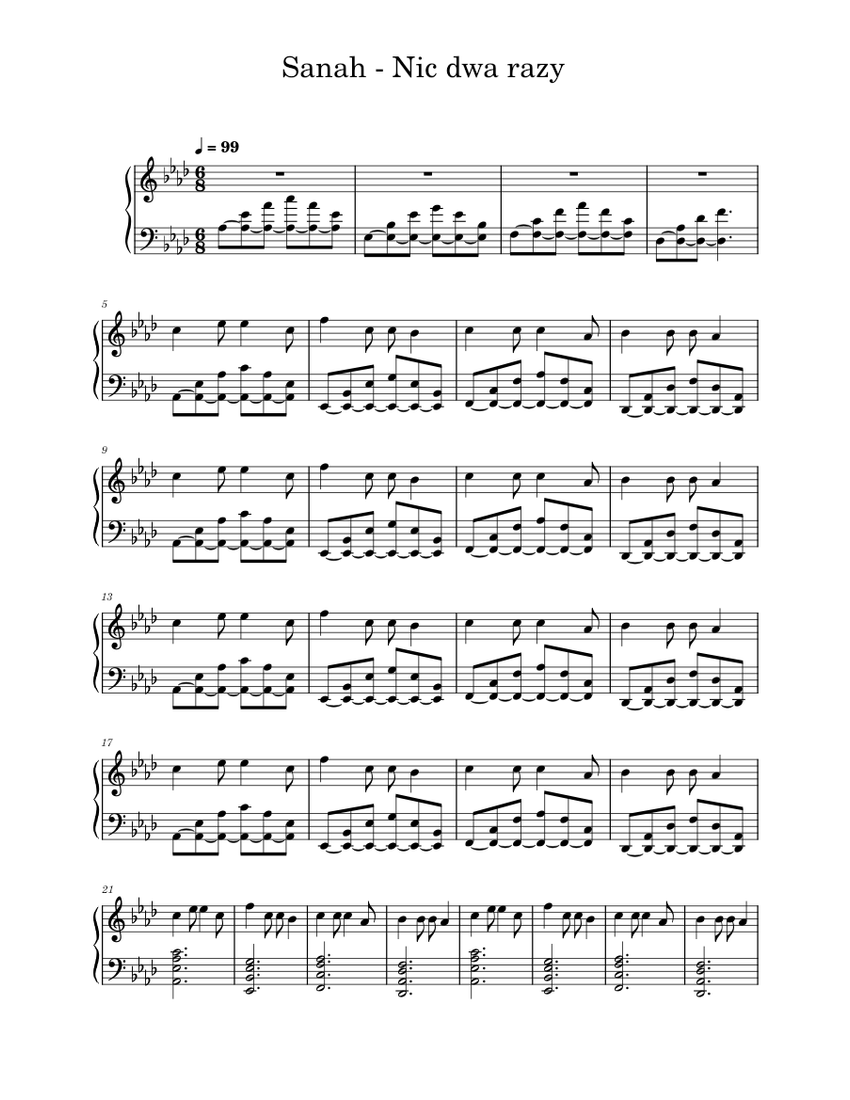"Nic dwa razy" (W. Szymborska) – Sanah Sheet music for Piano (Solo ...