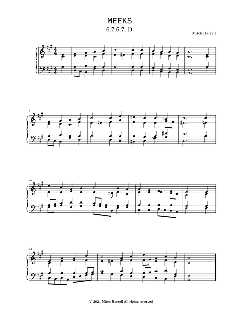 MEEKS Sheet music for Piano (Solo) Easy | Musescore.com