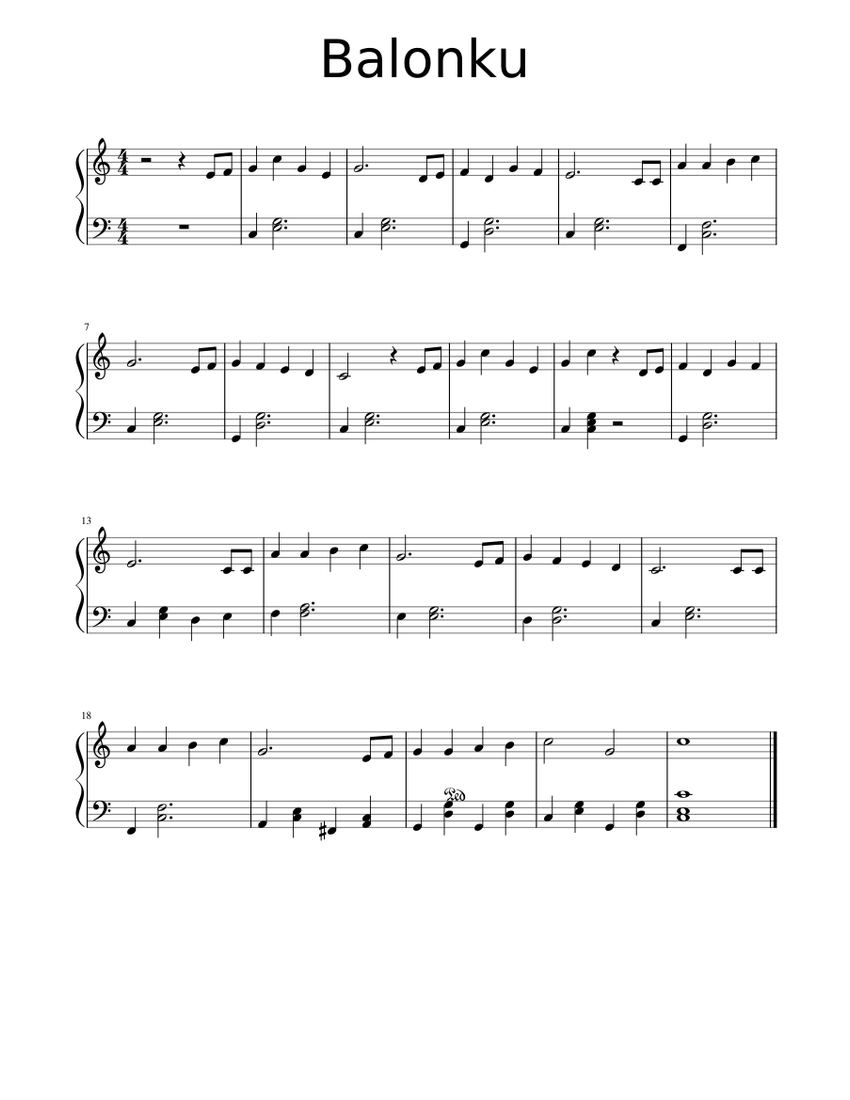Balonku Sheet Music for Piano (Solo) easy | MuseScore.com