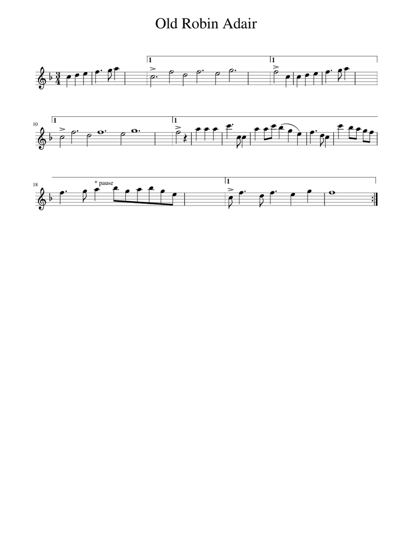 Old Robin Adair Sheet music for Piano (Solo) | Musescore.com
