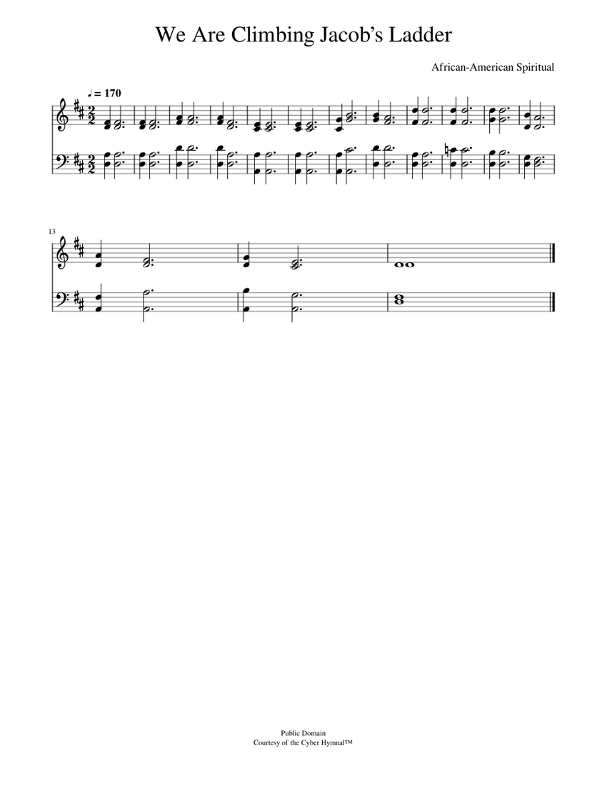 We are climbing jacob’s ladder - African-American spiritual. Sheet ...