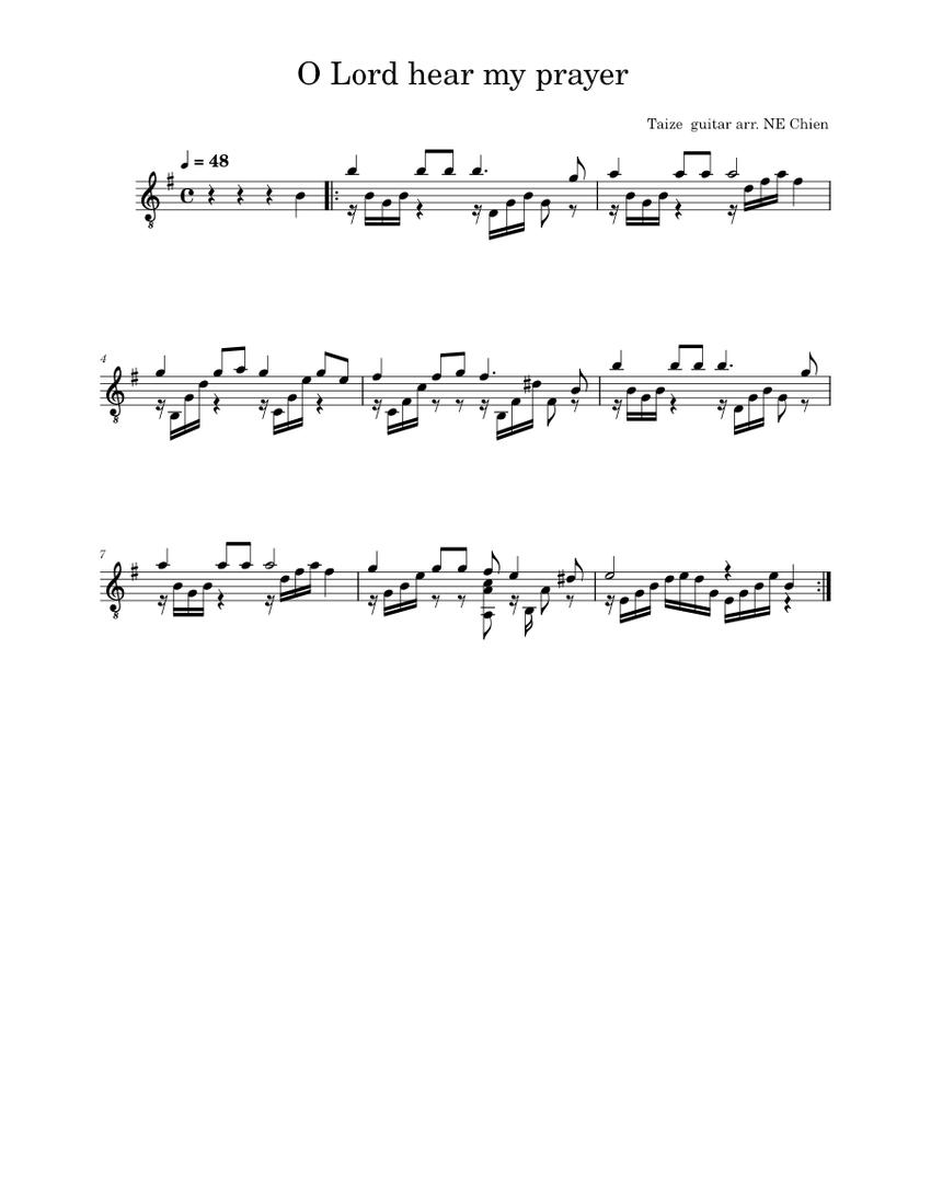 O lord hear my prayer – Taizé O Lord hear my prayer Sheet Music for ...