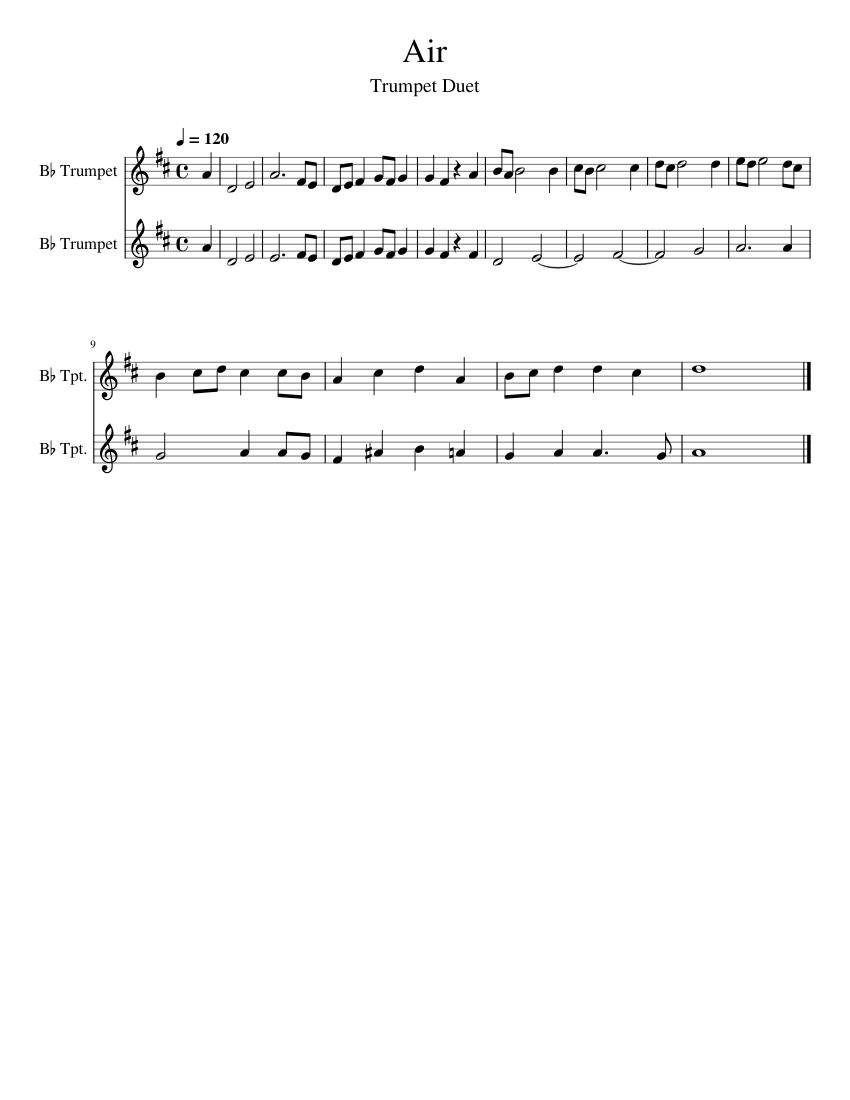 Air Sheet music for Trumpet in b-flat (Brass Duet) | Musescore.com
