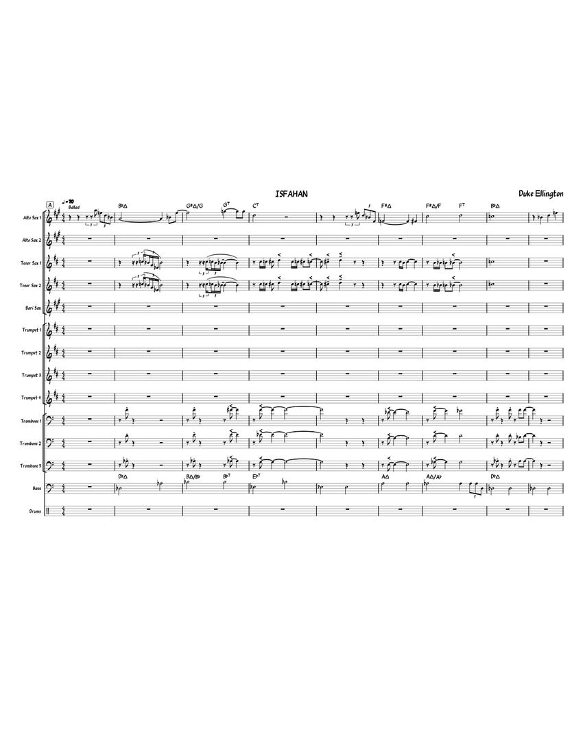 ISFAHAN Sheet Music with Chords for Trombone, Saxophone alto, Saxophone ...
