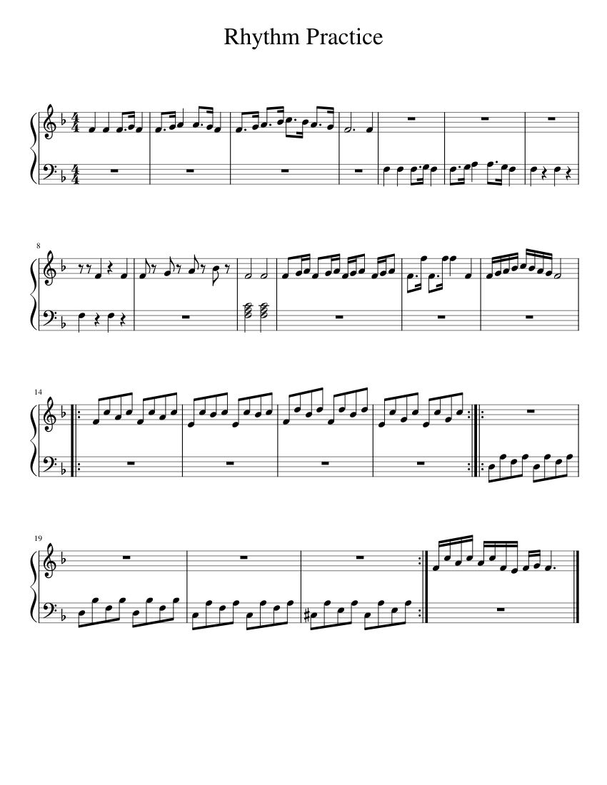 Rhythm Practice Sheet Music for Piano (Solo) Easy | MuseScore.com
