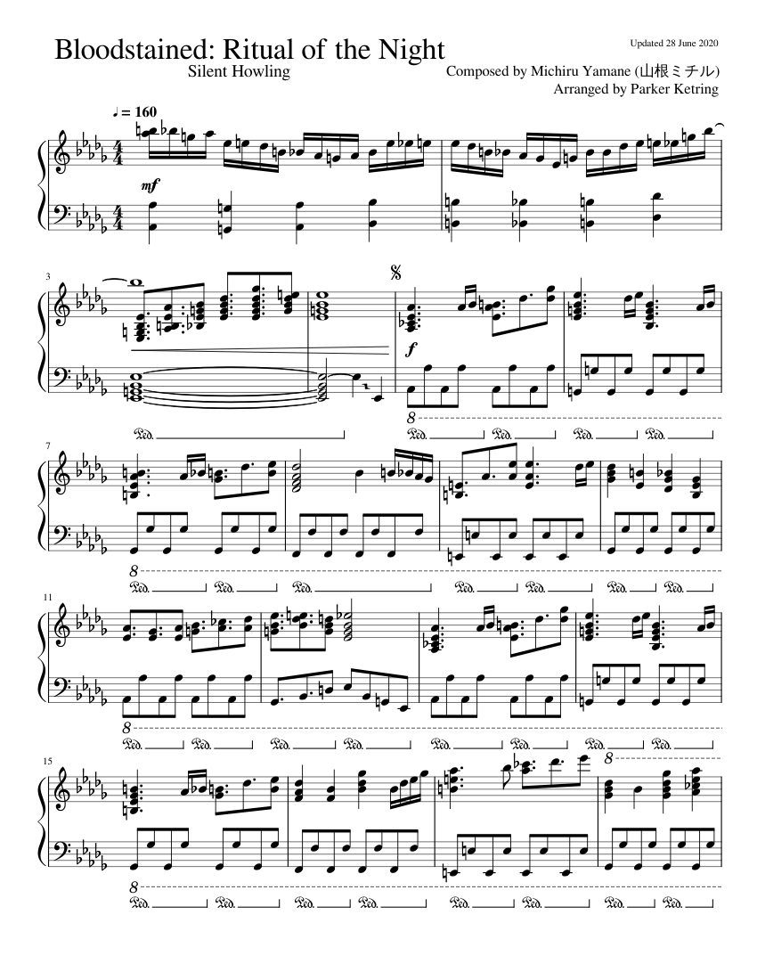 Bloodstained Ritual of the Night - Silent Howling Sheet music for Piano ...
