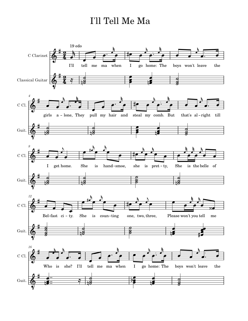 I'll Tell Me Ma (H) Sheet music for Guitar, Clarinet other (Mixed Duet ...