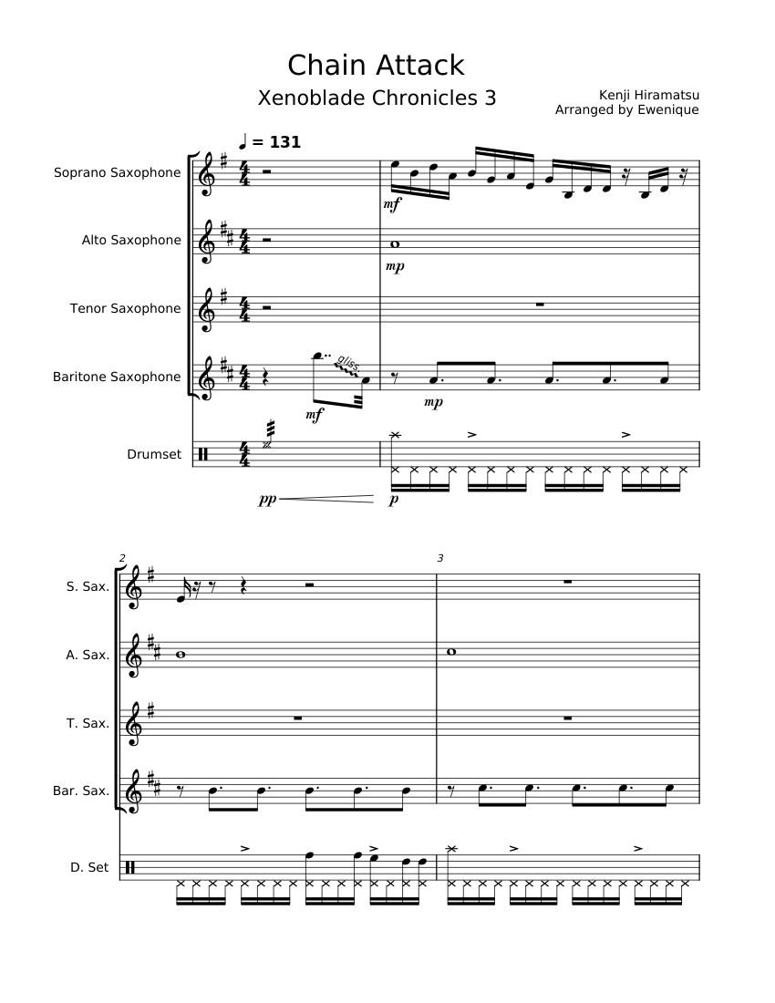 Chain Attack - for Sax Quartet+ Sheet Music for Saxophone alto ...