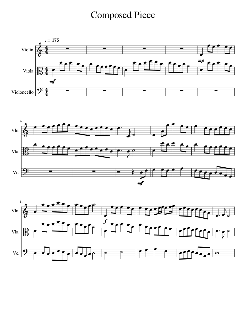 Random Composition Sheet music for Violin, Viola, Cello (String Trio ...