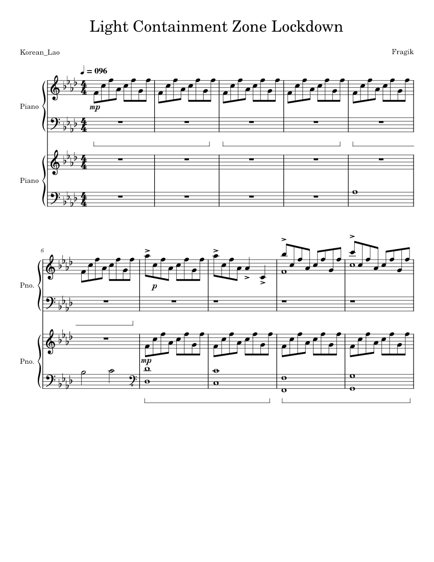 SCP: Secret Laboratory: Light Containment Zone Lockdown Sheet Music for ...