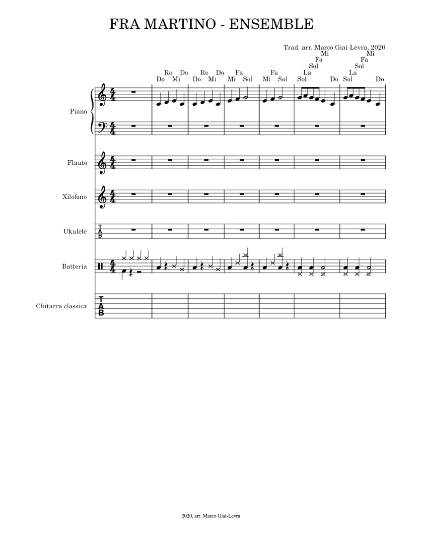 FRA MARTINO - ENSEMBLE Sheet Music and Tab for Piano, Flute, Guitar ...