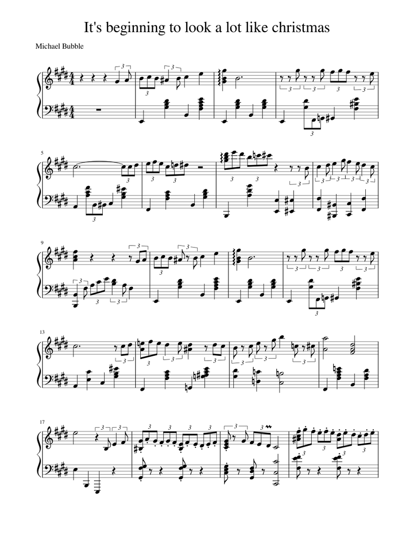 It's beginning to look a lot like christmas Sheet Music for Piano (Solo ...