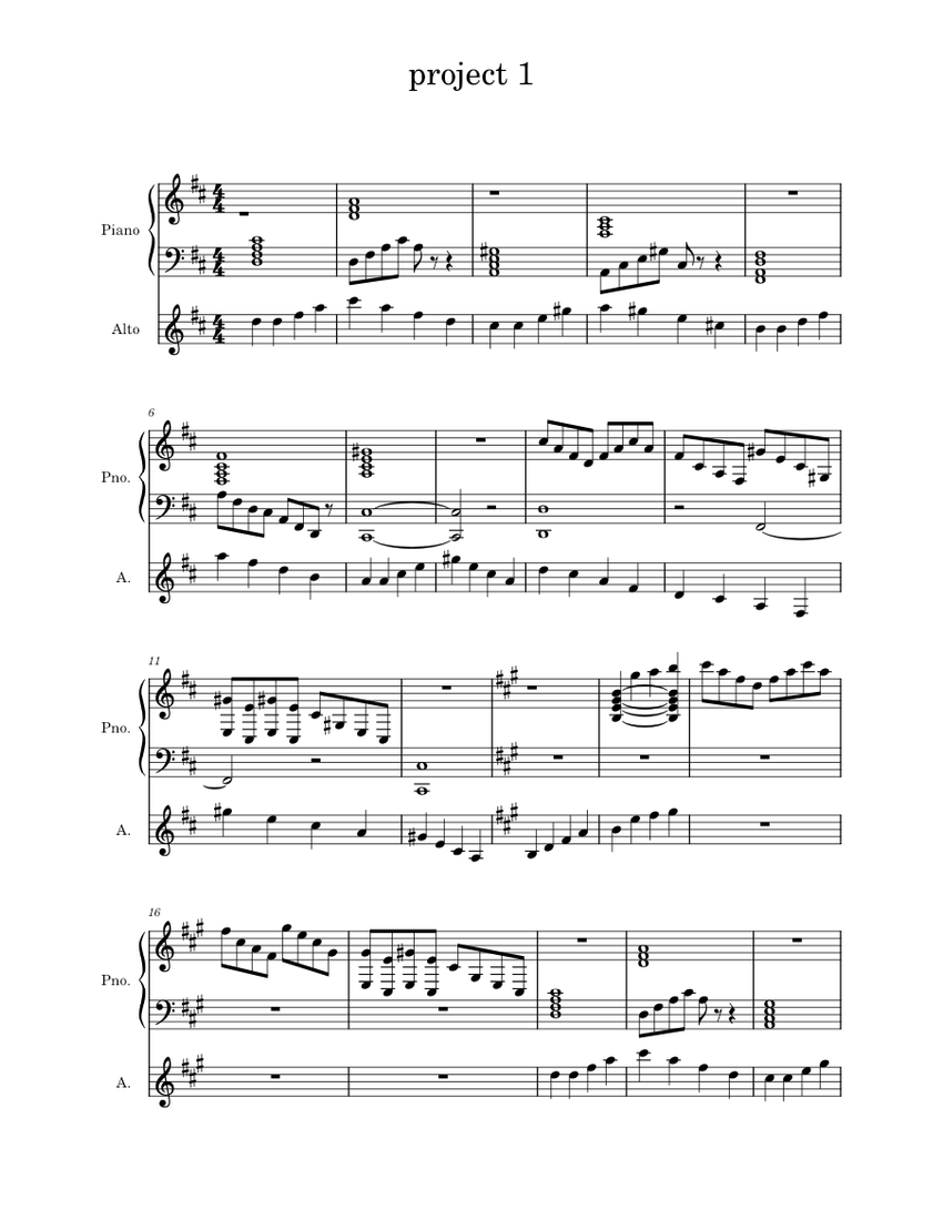 project 1 Sheet music for Piano, Alto (Piano-Voice) | Musescore.com