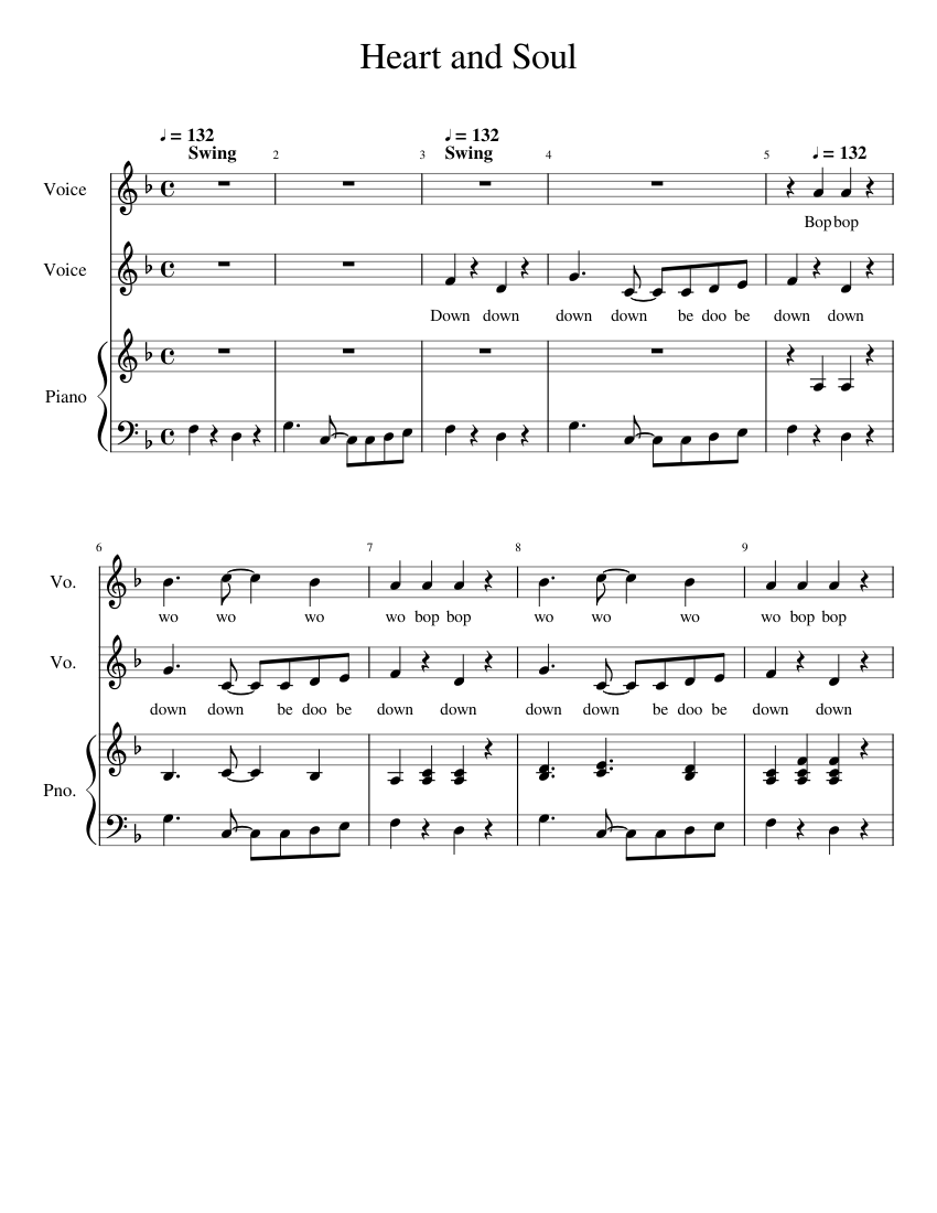 Heart and Soul Sheet Music for Piano, Vocals (Mixed Trio) | MuseScore.com