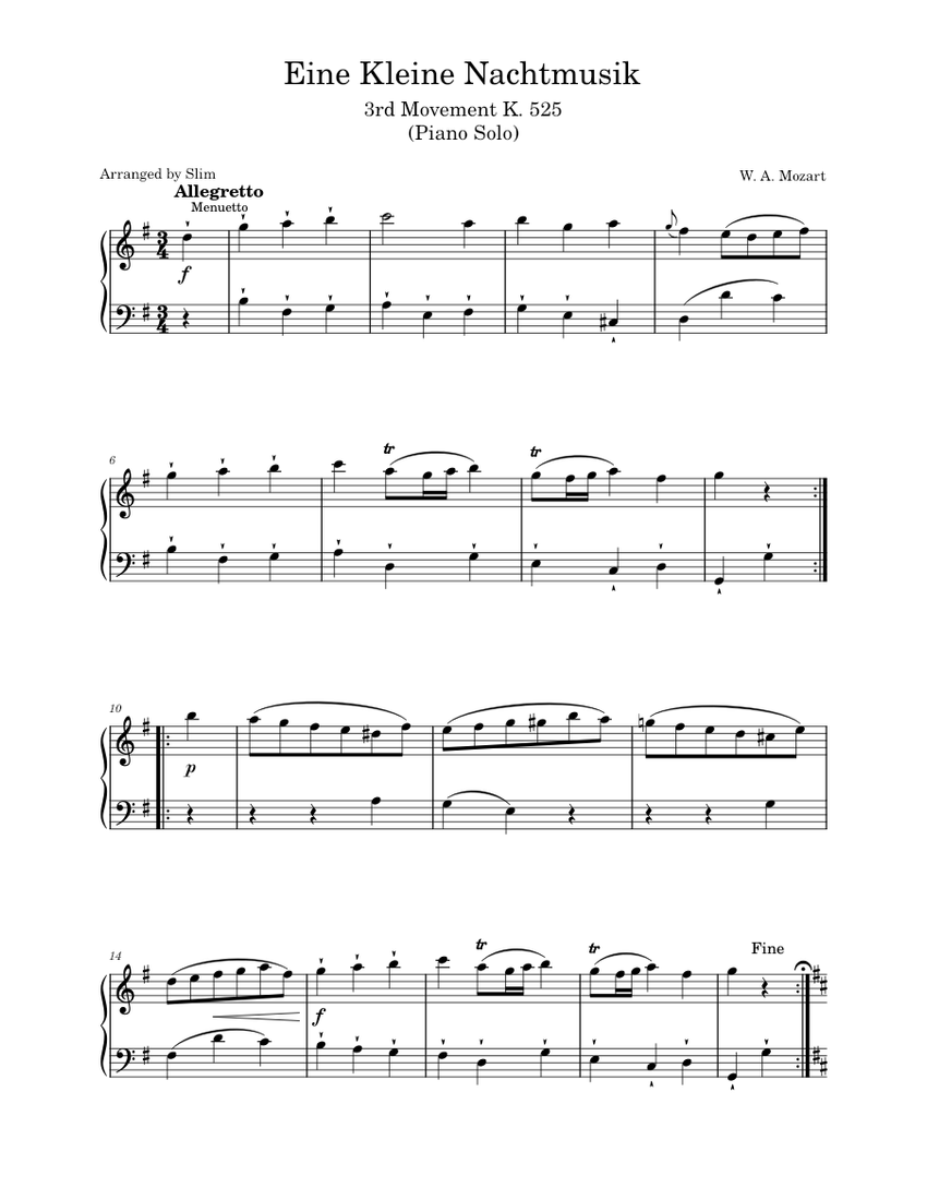 Eine kleine Nachtmusik, K.525 – Wolfgang Amadeus Mozart Eine kleine ...