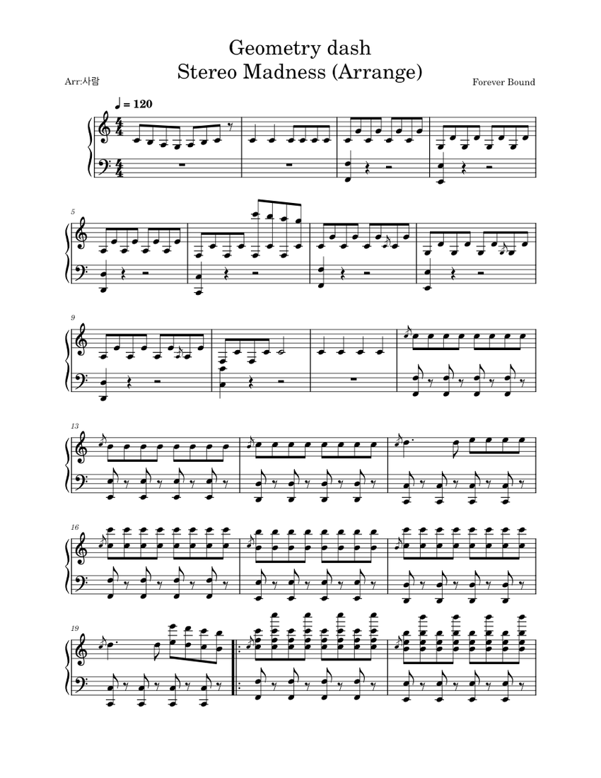 Geometry dash - stereo madness – Misc Computer Games (Arrange) Sheet ...