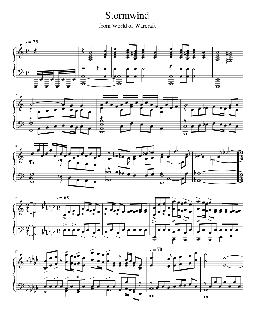 Stormwind Sheet Music for Piano (Solo) | MuseScore.com