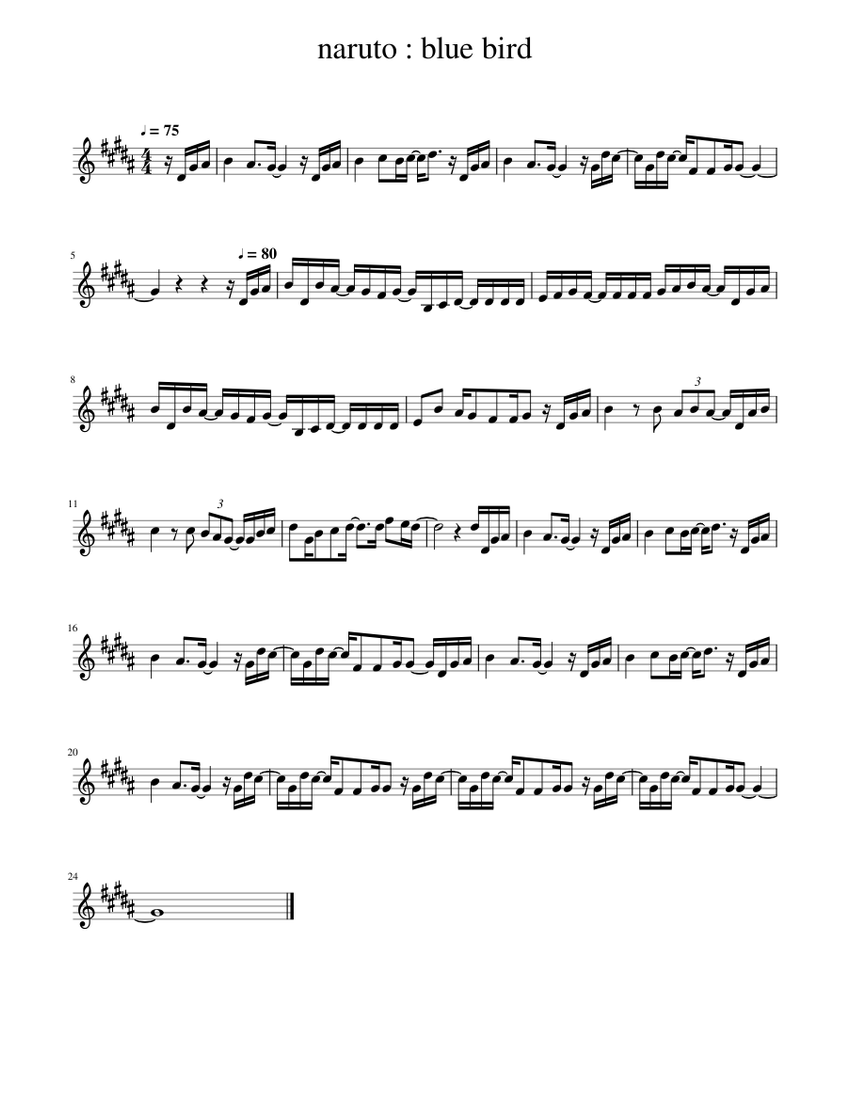 naruto___blue_bird (trumpet) Sheet Music for Trumpet in b-flat (Solo ...