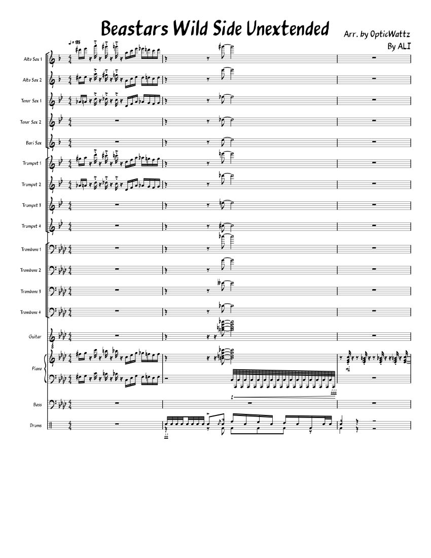 Beastars Opening 1 (Wild Side) Unextended Sheet music for Piano ...