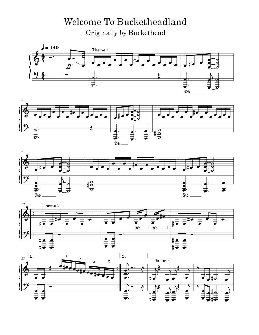 Welcome to Bucketheadland – Buckethead (Full Piano Arrangement) Sheet ...
