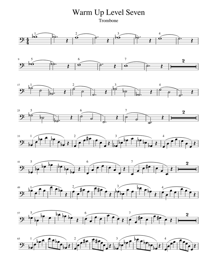 Trombone Warm Up Series - Level Seven - piano tutorial Trombone Warm Up Series - Level Seven - piano tutorial