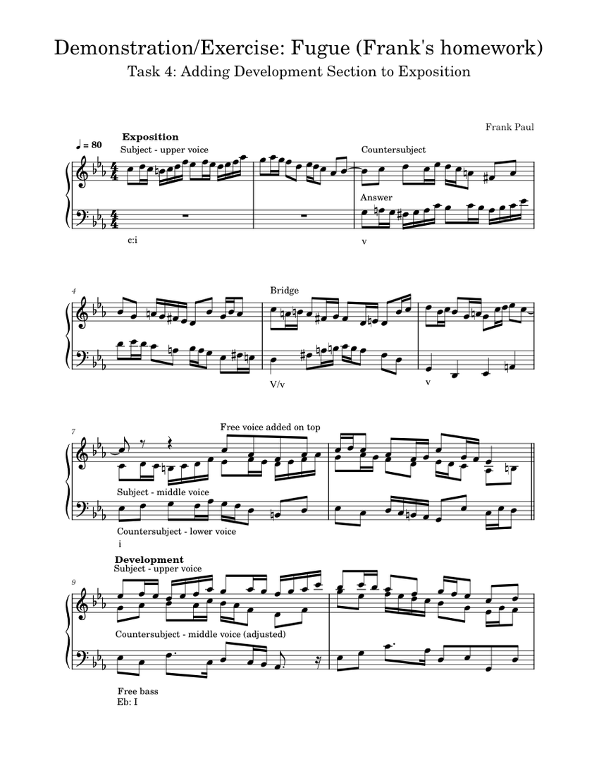 Fugue Demo - Task 4 - Exposition plus Development Sheet music for Piano ...
