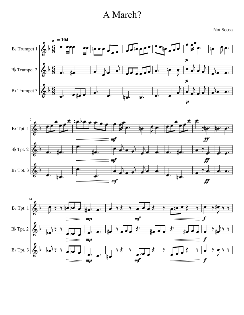 A March Sheet music for Trumpet in b-flat (Brass Trio) | Musescore.com