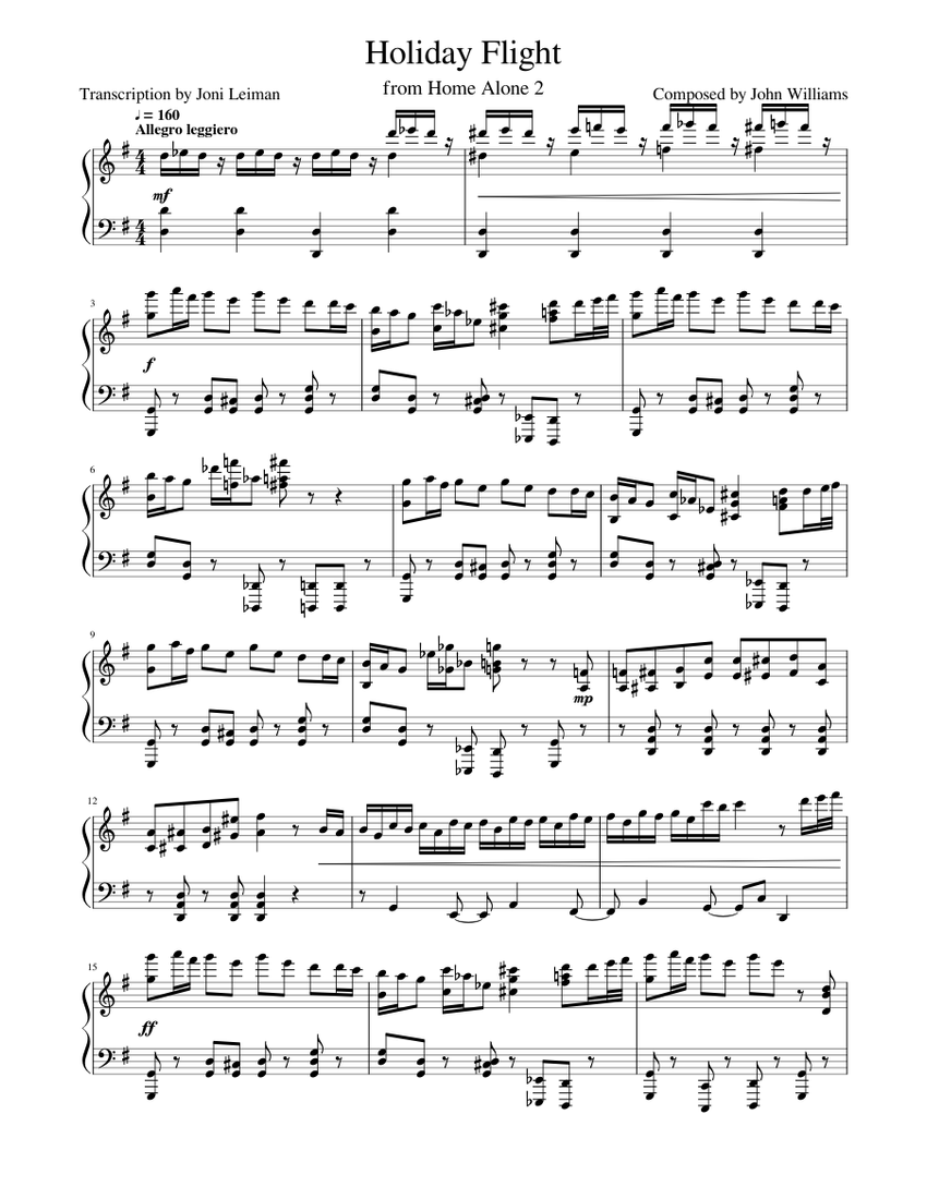 Holiday Flight (from Home Alone 2) - John Williams/Joni Leiman (Solo ...