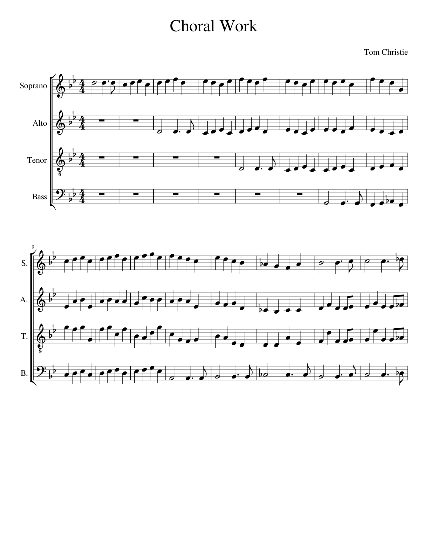 Choral_Work Sheet music for Soprano, Alto, Tenor, Bass voice (Choral ...