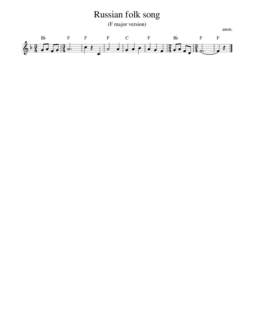 Russian folk song Sheet Music for Piano (Solo) Easy | MuseScore.com